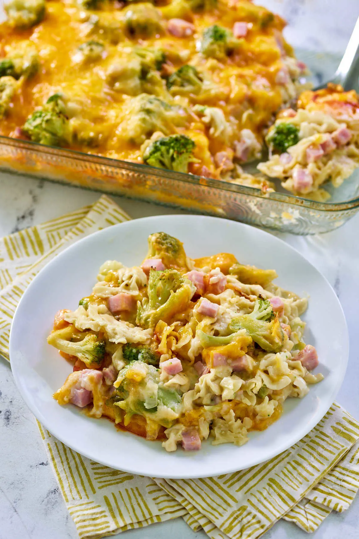 Cheesy Ham and Broccoli Noodle Casserole - Cooking With Carlee