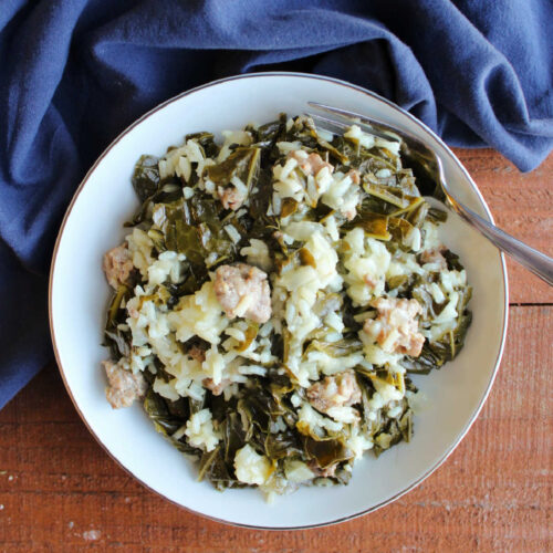 One Pot Collards with Rice and Sausage - Cooking With Carlee