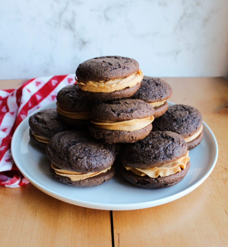 Chocolate Peanut Butter Whoopie Pies - Cooking With Carlee