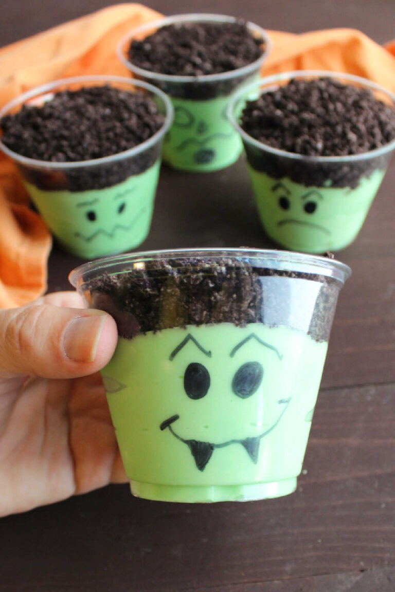 Frankenstein Pudding Cups - Cooking With Carlee